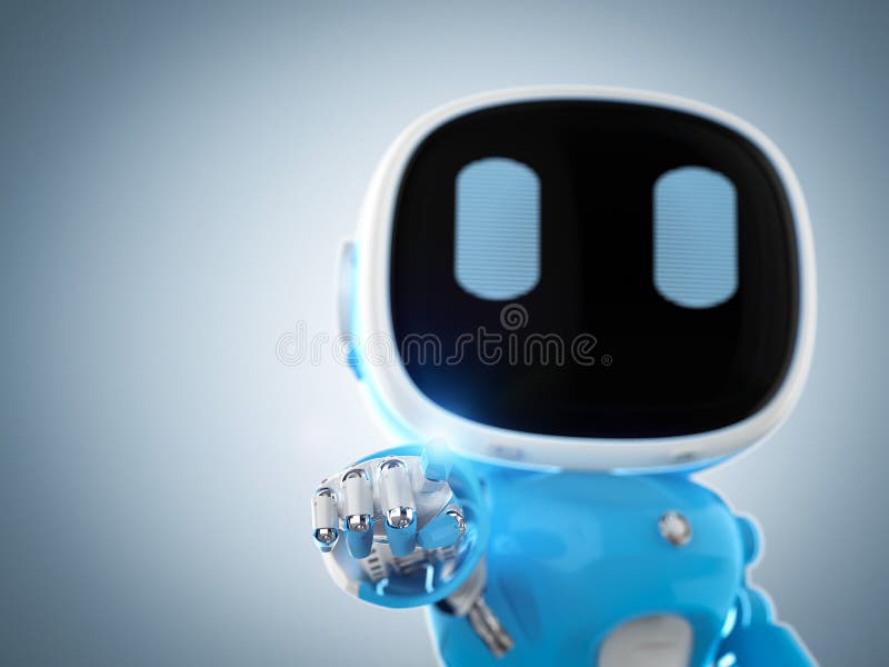 Blue Robotic Assistant or Artificial Intelligence Robot with Full Body ...