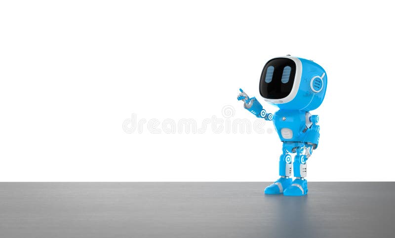 Blue Robotic Assistant or Artificial Intelligence Robot Finger Point ...