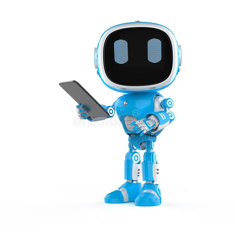 Blue Robotic Assistant or Artificial Intelligence Robot with Full Body ...