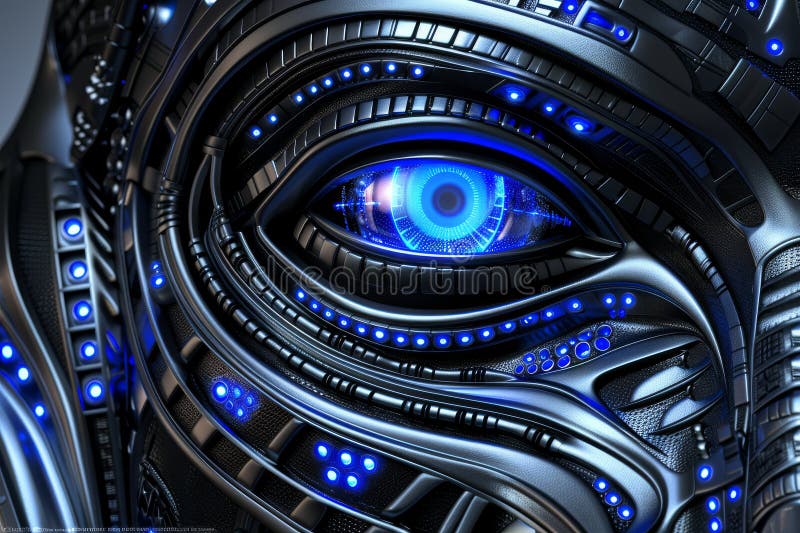 Blue Robotic Eye with Digital Elements, Sci Fi and Technology Concept, Vibrant and Detailed ...