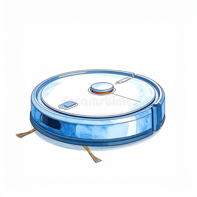 Blue Robotic Vacuum Cleaner Illustration Stock Illustration ...