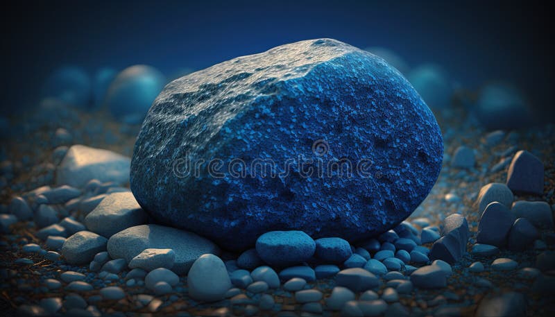 A Blue Rock Sitting on Top of a Pile of Rocks. Stock Illustration ...