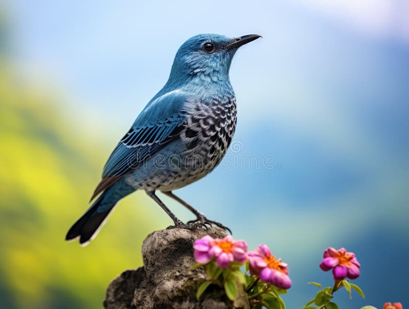 Blue Rock Thrush Made with Generative AI Illustration Stock Photo ...