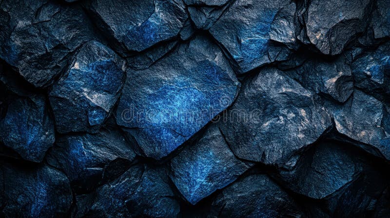 Blue Rock Wall with a Blue and White Pattern Stock Image - Image of ...