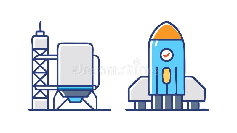 Blue Rocket Base, Modern Space Launch Facility Design, Vector Design ...