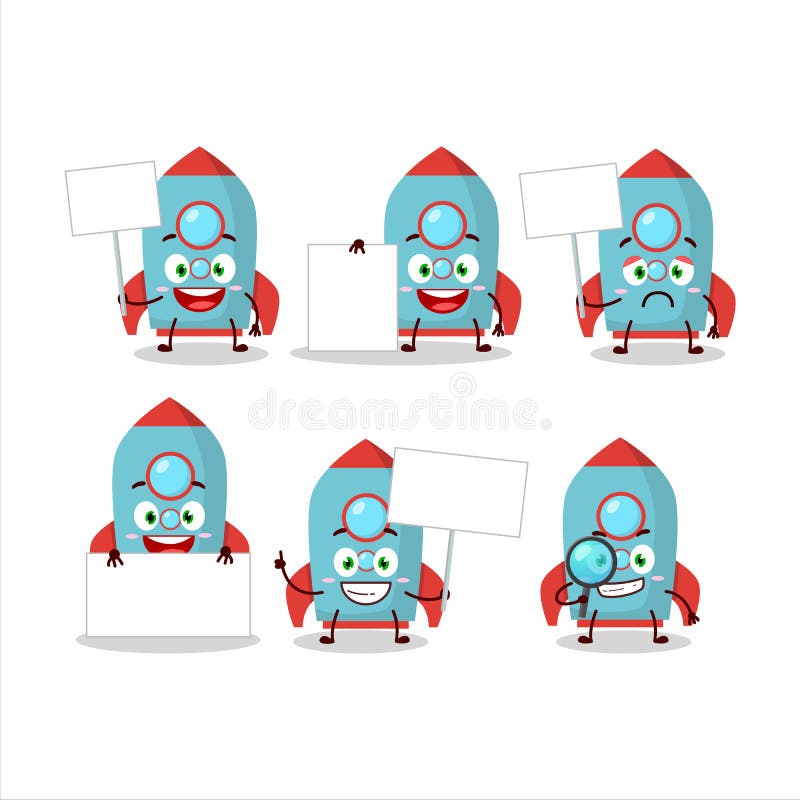 Blue Rocket Firecracker Cartoon Character Bring Information Board Stock ...