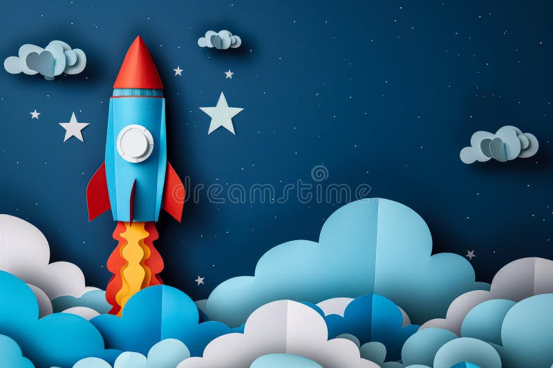 A Blue Rocket Ship Was Put into Operation Stock Photo - Image of ship ...