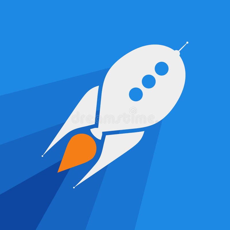 Blue Rocket Flying stock vector. Illustration of launch - 89902994