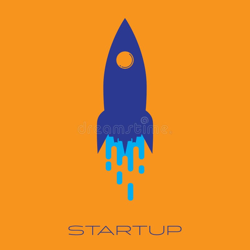 Blue Rocket Launch Flat Icon, Business Start Up Concept Vector ...