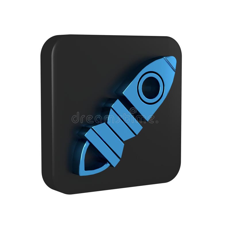 Blue Rocket Ship with Fire Icon Isolated on Transparent Background ...