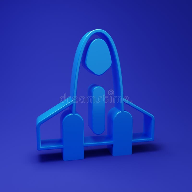 Blue Rocket Ship Icon Isolated on Blue Background. Space Travel ...