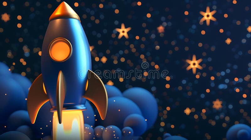 A Blue Rocket Ship Was Put into Operation Stock Photo - Image of ship ...