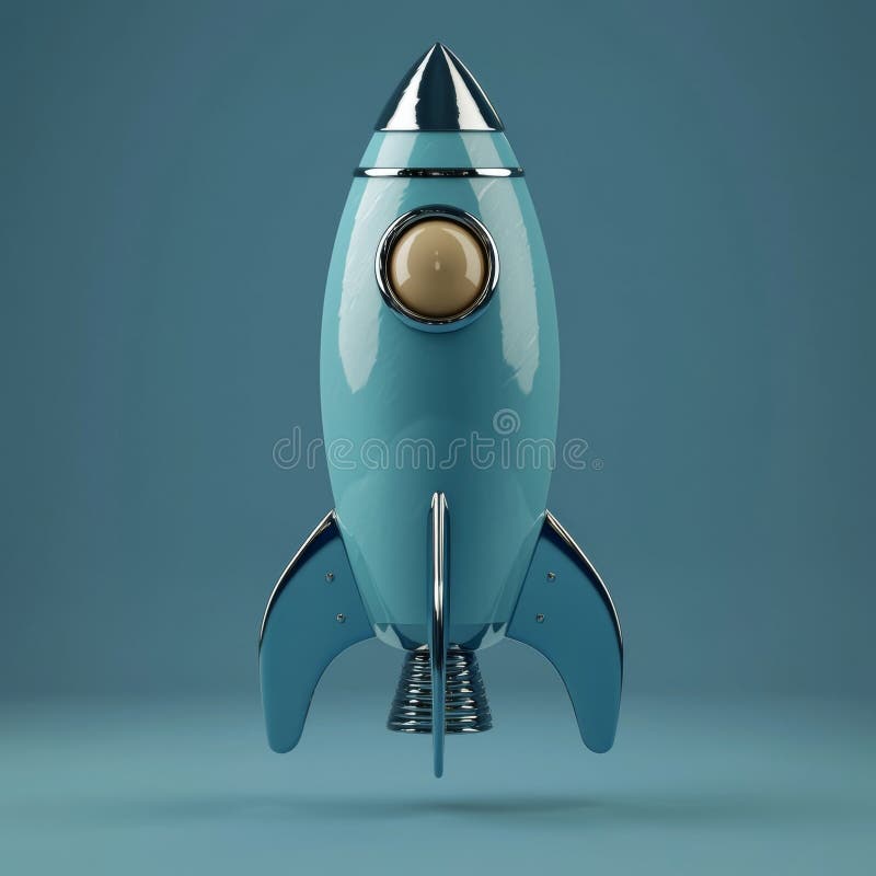 Blue Rocket Ship stock illustration. Illustration of travel - 334816405