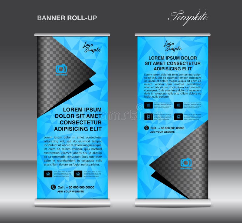 Blue Roll Up Banner Template Vector, Banner Design, Stand, Flyer Stock ...