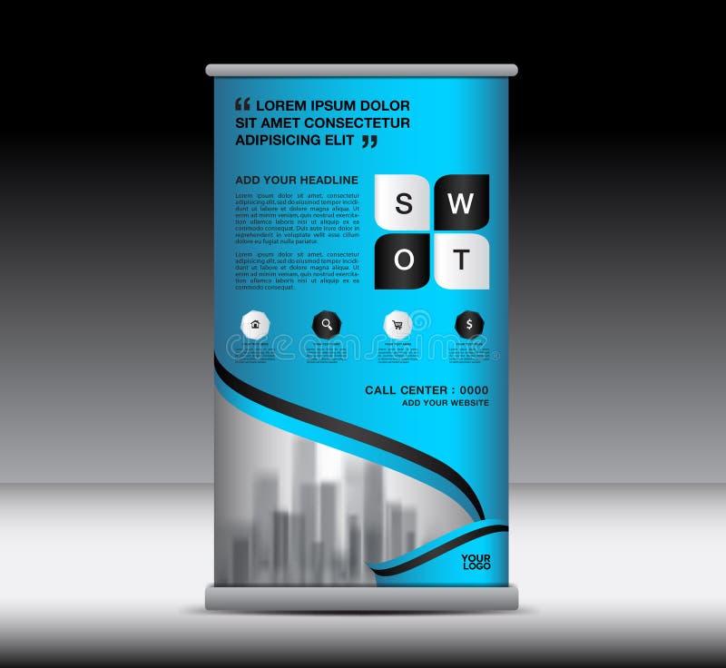 Blue Roll Up Banner Template Vector Illustration, Standy Design Stock ...