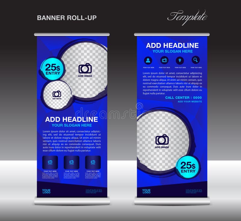 Blue Roll Up Banner Template Vector, Roll Up Stand, Banner Stock Vector ...