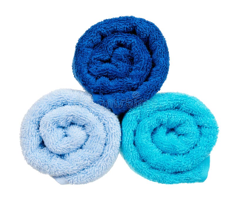 Blue Rolled Cotton Towels Isolated on White Background Stock Image ...