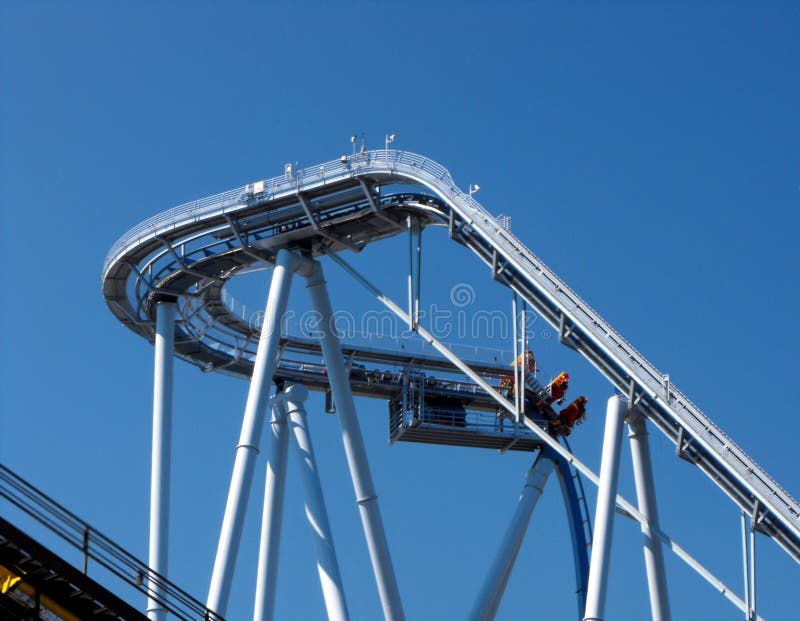 Blue Roller Coaster stock photo. Image of park, rail, curve - 6260134