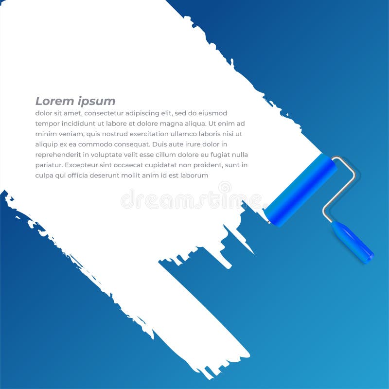 Blue Roller Painting the White Wall Stock Vector - Illustration of wall ...