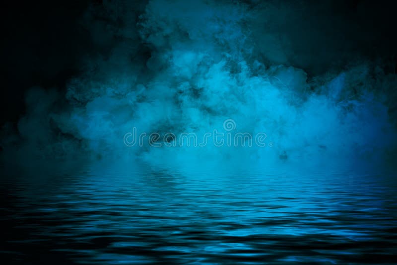 Blue Rolling Billows of Smoke Mist Clouds from Ice Across the Bottom ...
