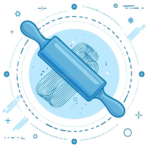 Blue Rolling Pin and Dough Abstract Design Baking Icon Illustration ...