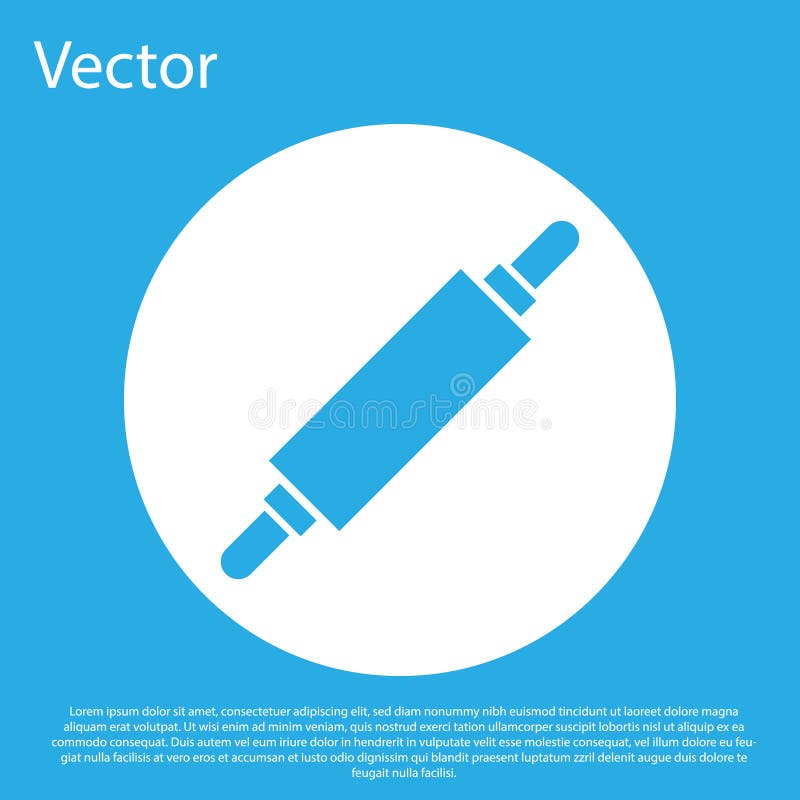 Blue Rolling Pin Icon Isolated on Blue Background. White Circle Button ...