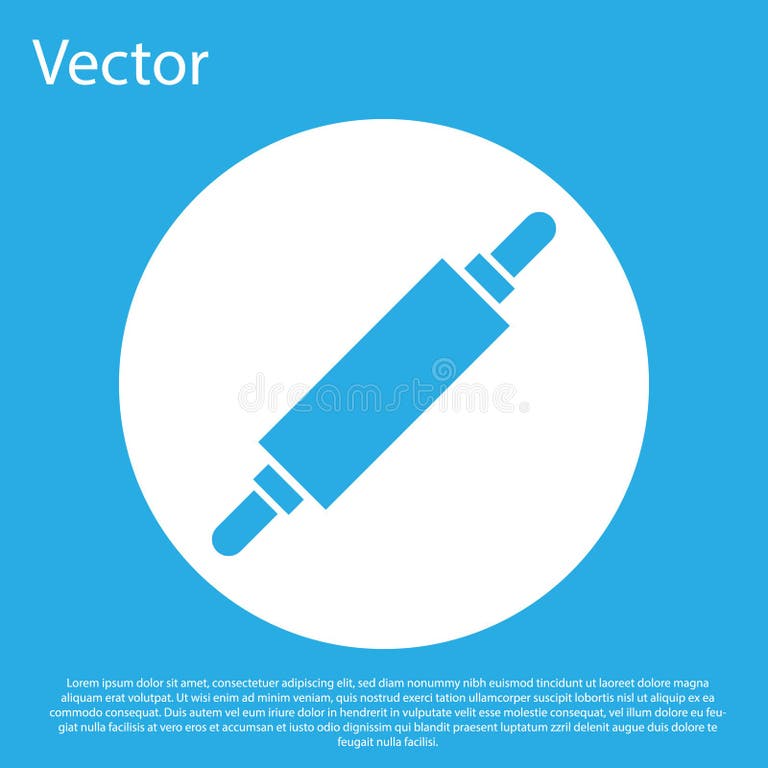 Blue Rolling Pin Icon Isolated on Blue Background. White Circle Button ...