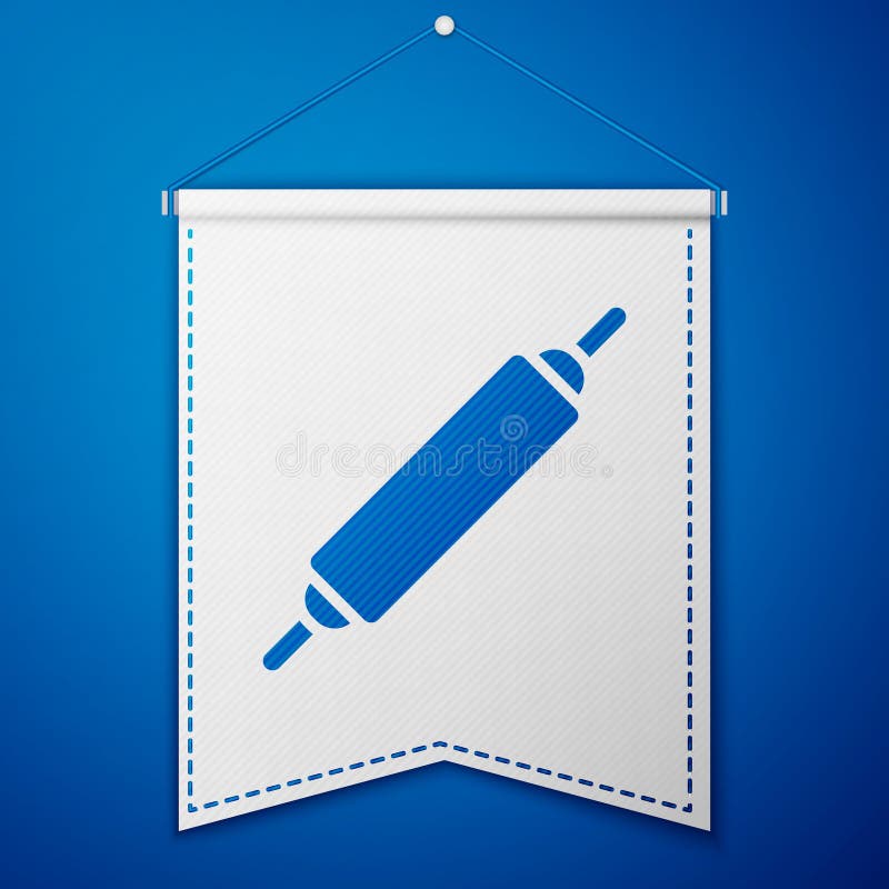 Blue Rolling Pin Icon Isolated on Blue Background. White Pennant ...