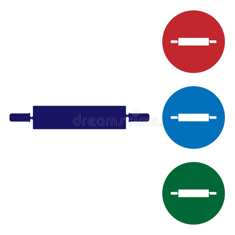 Blue Rolling Pin Icon Isolated on White Background. Set Icons in Color ...