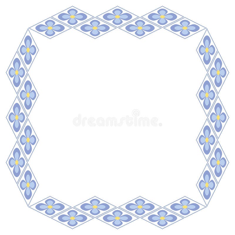 Blue Romance Floral Square Frame of Simple Flowers Stock Photo ...