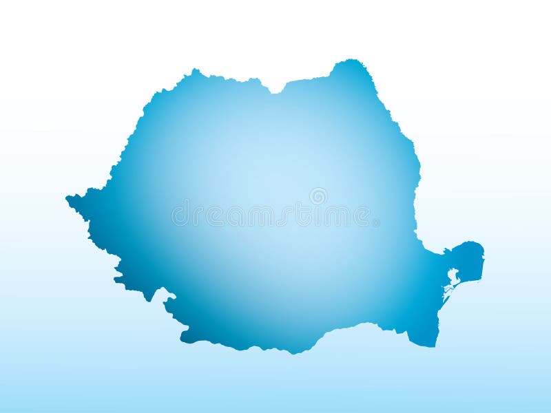 Blue Romania Map with Outlined Regions and Regions Names, Isolated on ...