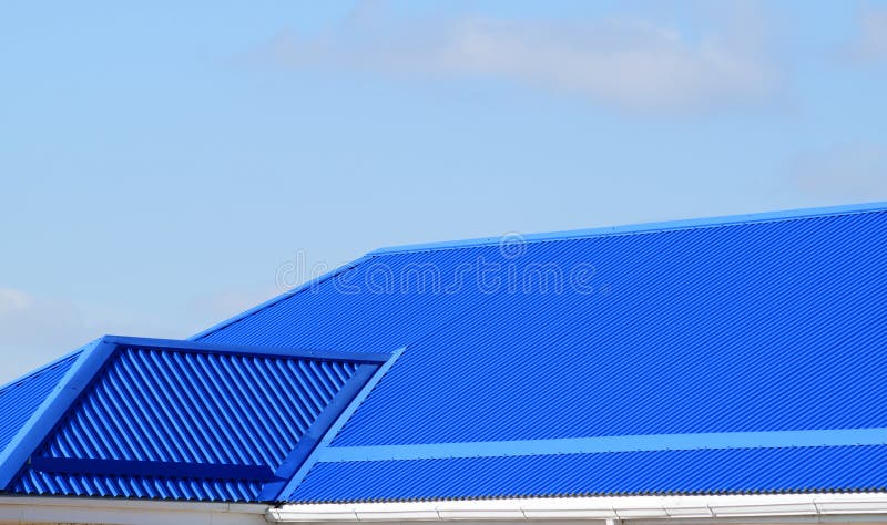 Blue roof metal sheets stock image. Image of pattern - 141458451