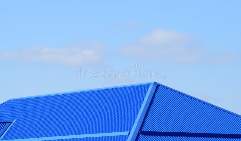 Blue roof metal sheets stock photo. Image of blue, metal - 67059700