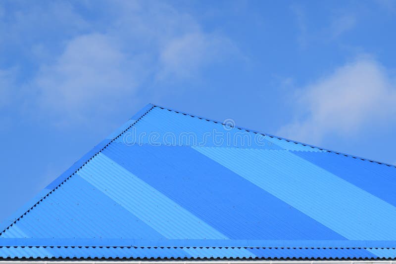 Blue roof metal sheets stock photo. Image of tiler, waterproof - 67063776