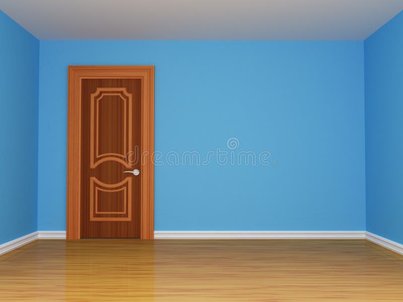 Cartoon Flat Empty Room with a Door in Blue Style Stock Vector ...