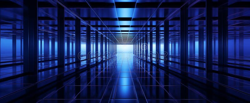 Blue Room Interior View, DarkBlue Studio Abstract Background. 3d ...