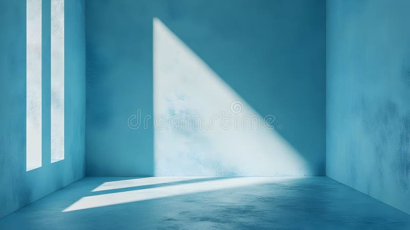 Blue Room with Light and Shadow 3D Illustration Stock Illustration ...