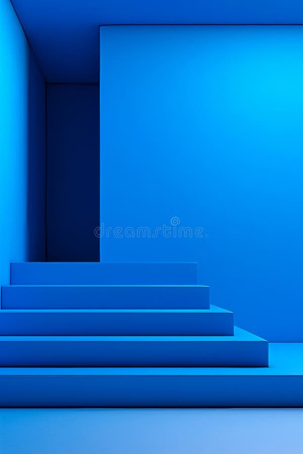 Blue Room with Staircase and Clock on the Wall. Generative AI Stock ...