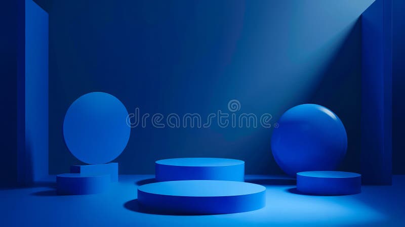 A Blue Room with Three Round Objects Stock Photo - Image of blue, round ...
