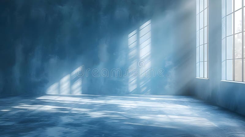 Blue Room with Window and Light Rays 3D Illustration Stock Illustration ...