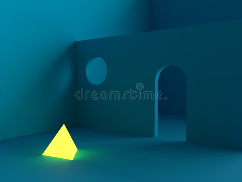 Yellow pyramid 3D stock illustration. Illustration of graphic - 4174958