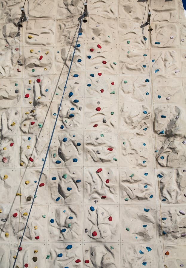 Blue Rope Angled Across Climbing Wall Stock Image - Image of rock ...