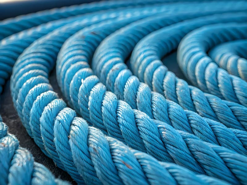 Blue Rope Coiled on a Surface Creating Concentric Circles Stock Image ...