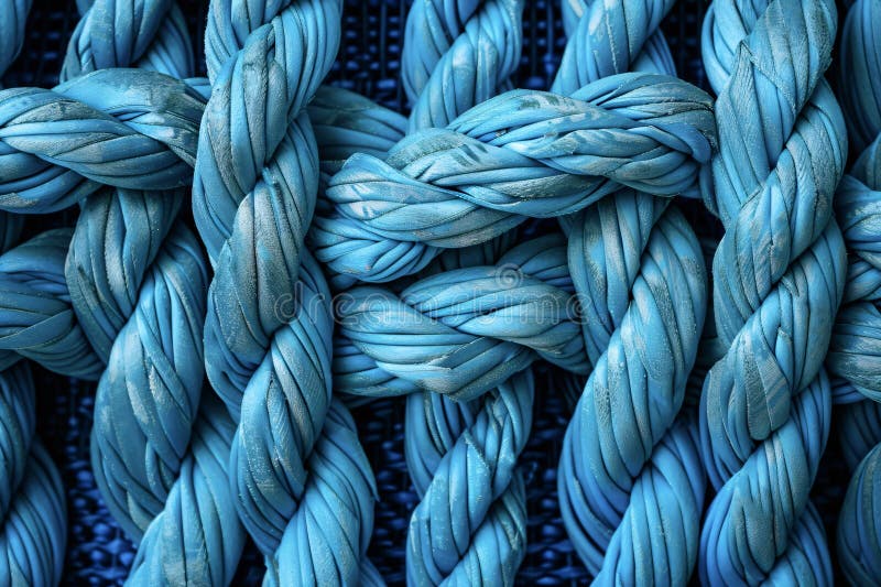 Blue Rope Creating Abstract Texture with Intertwined Strands Stock ...