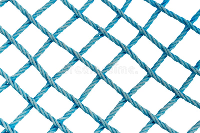 Blue Rope Net, Isolated on White Background. Stock Photo - Image of ...
