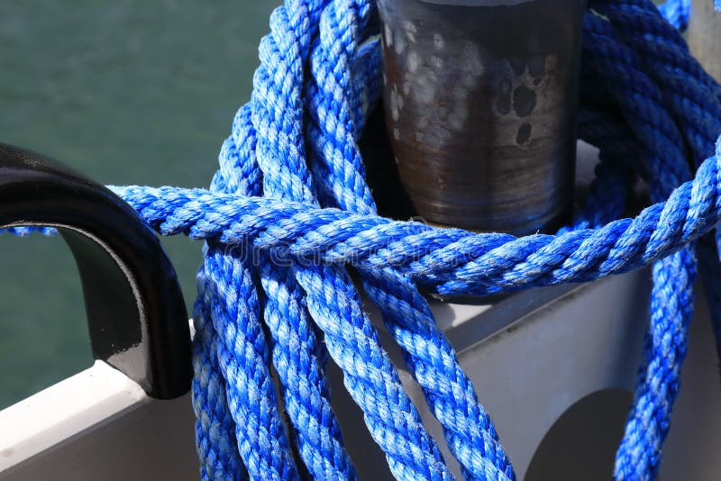 The Blue Rope is Visible on the Mooring Bollard Stock Image - Image of ...