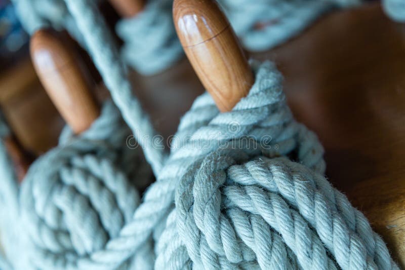 Blue Rope on Wood Belaying PIns Stock Image - Image of equipment ...