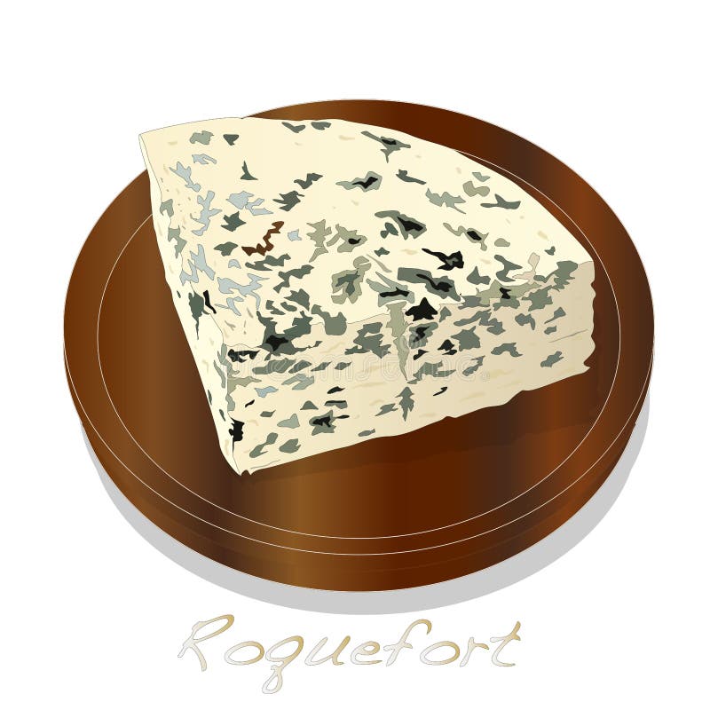 Roquefort Soft Blue Cheese Made From Ewes Milk. Stock Vector ...