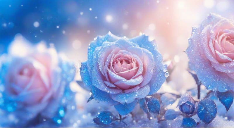 Blue Rose Background with Lightning Effects. AI Stock Illustration ...