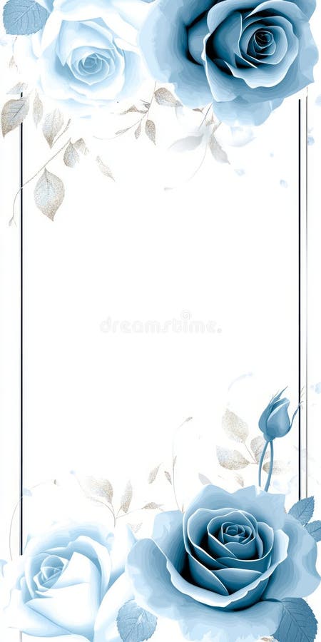Blue Rose Border with a White Background. Stock Illustration ...